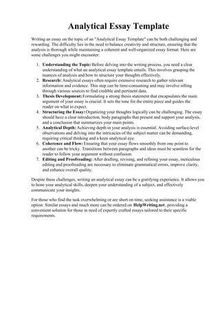 Analytical Essay Template | PDF