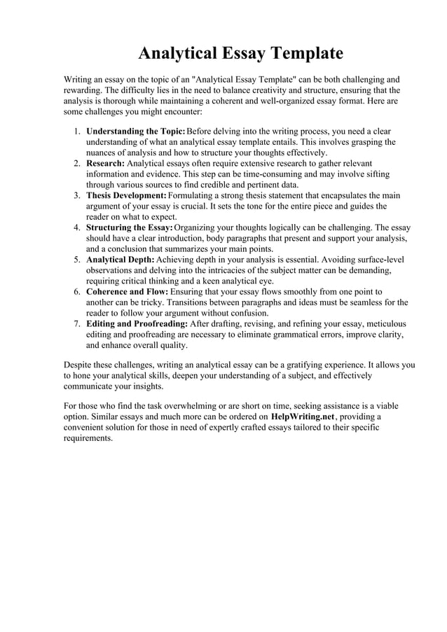 Analytical Essay Template | PDF
