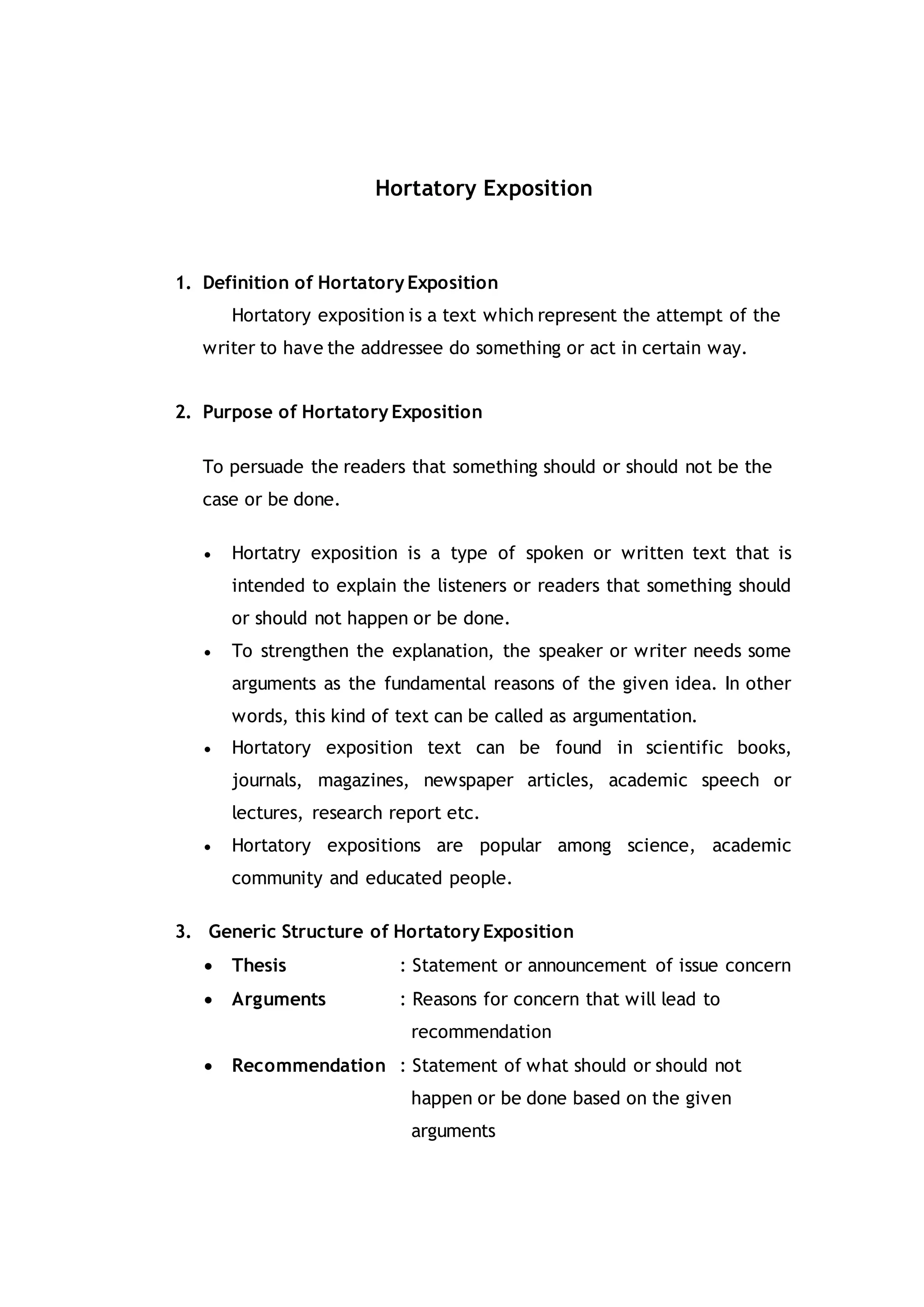 Analytical exposition, Hortatory Exposition, Pamphlet | DOCX