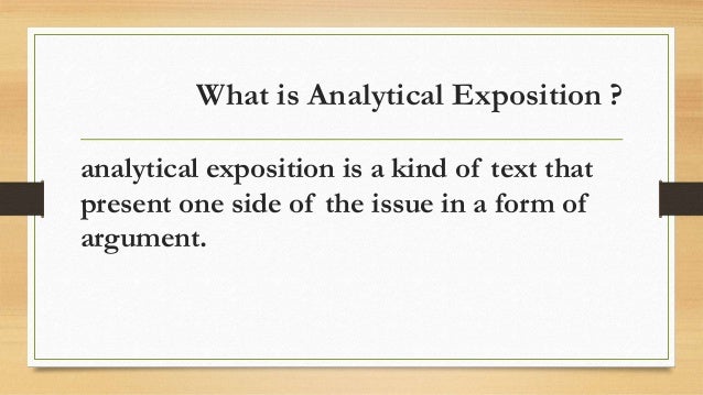 Analytical exposition
