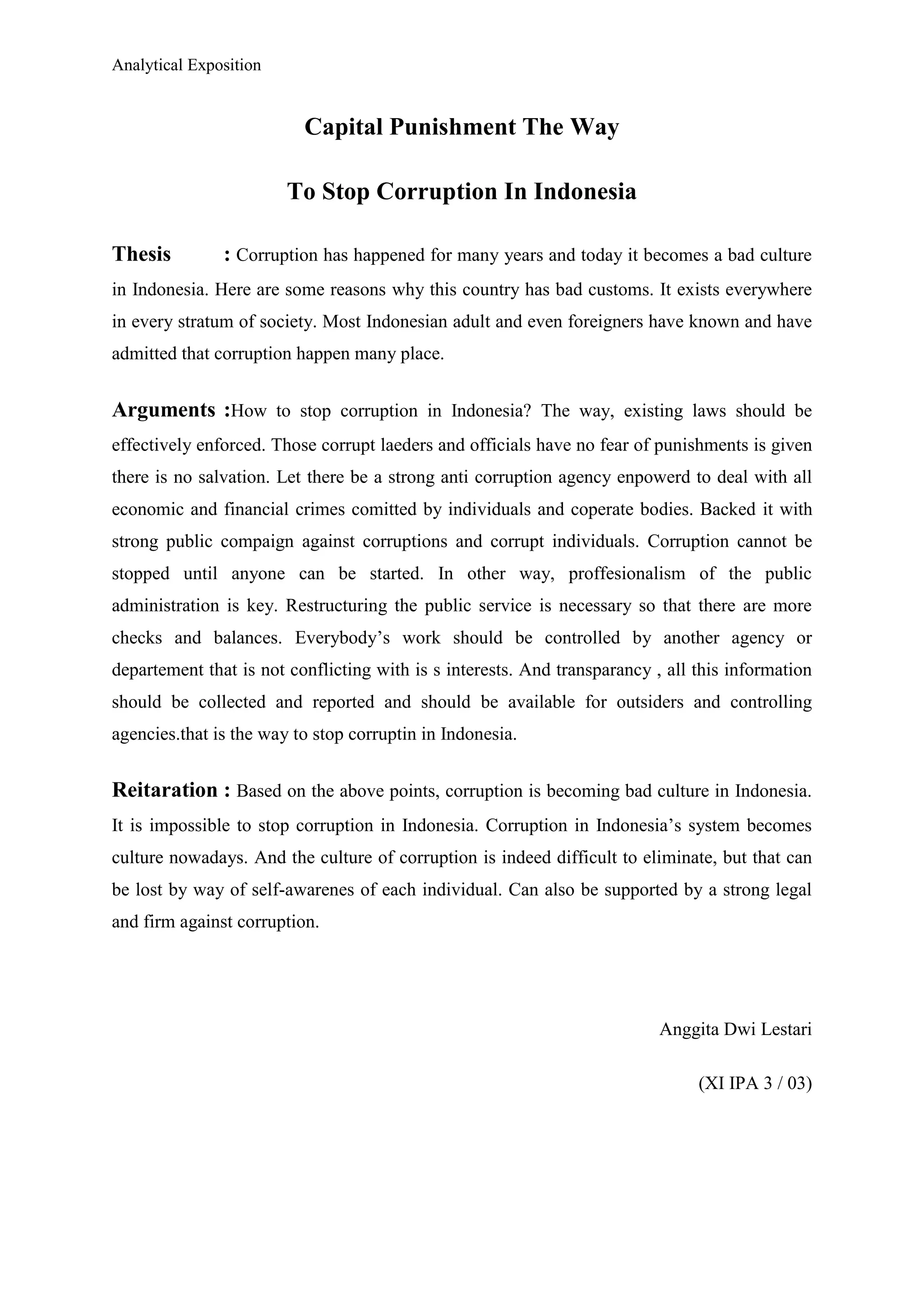 Analytical exposition of the way to stop corruption | DOCX