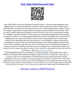 Expository Essay Examples For High School