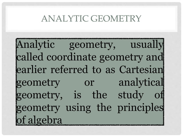 Analytical geometry ppt | PPT