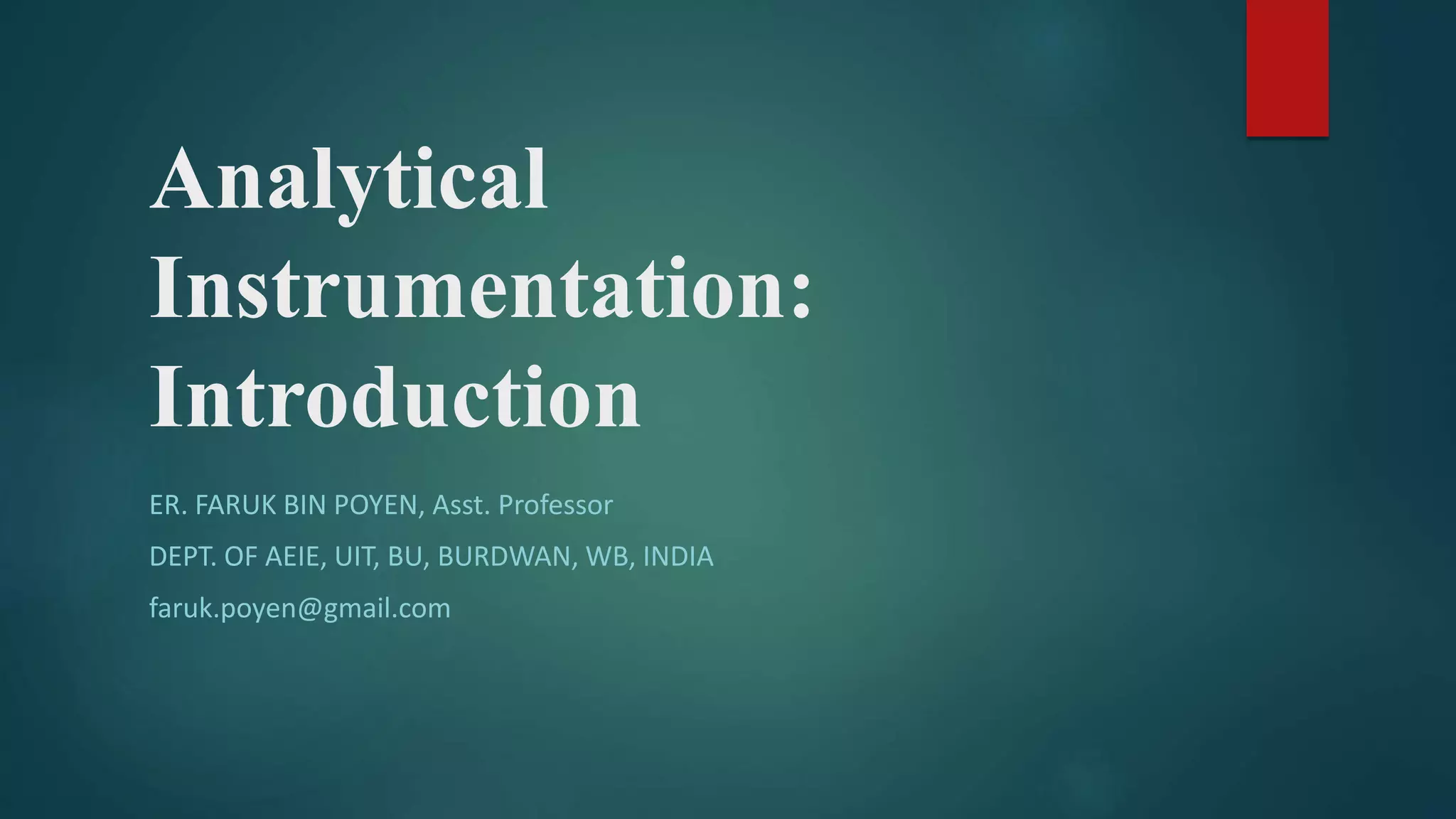 Analytical instrumentation introduction | PDF