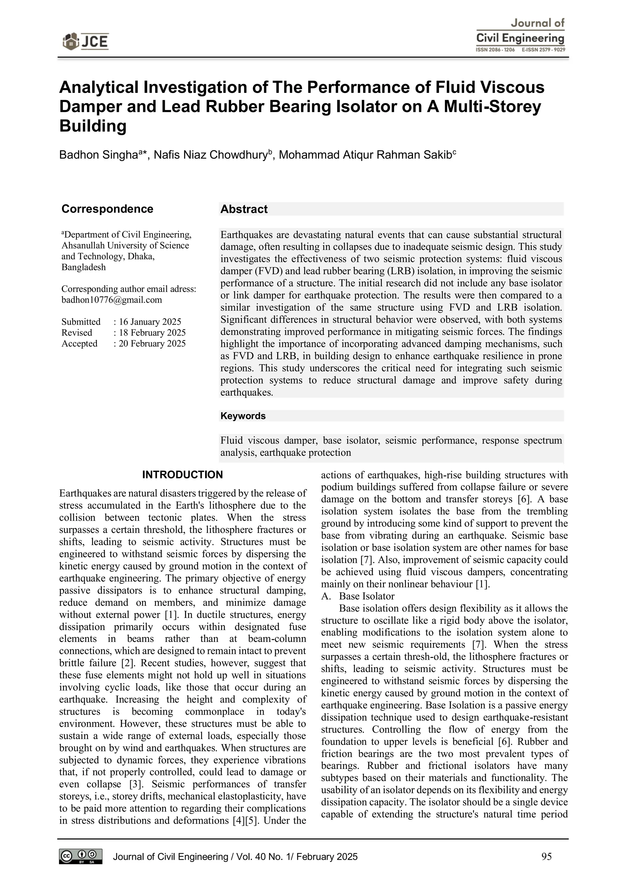 Analytical Investigation of The Performance of Fluid Viscous Damper and ...