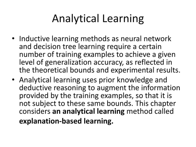 Analytical learning | PPTX | Programming Languages | Computing