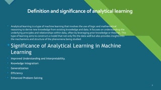 ANALYTICAL LEARNING IN MACHINE LEARNINGS | PPTX