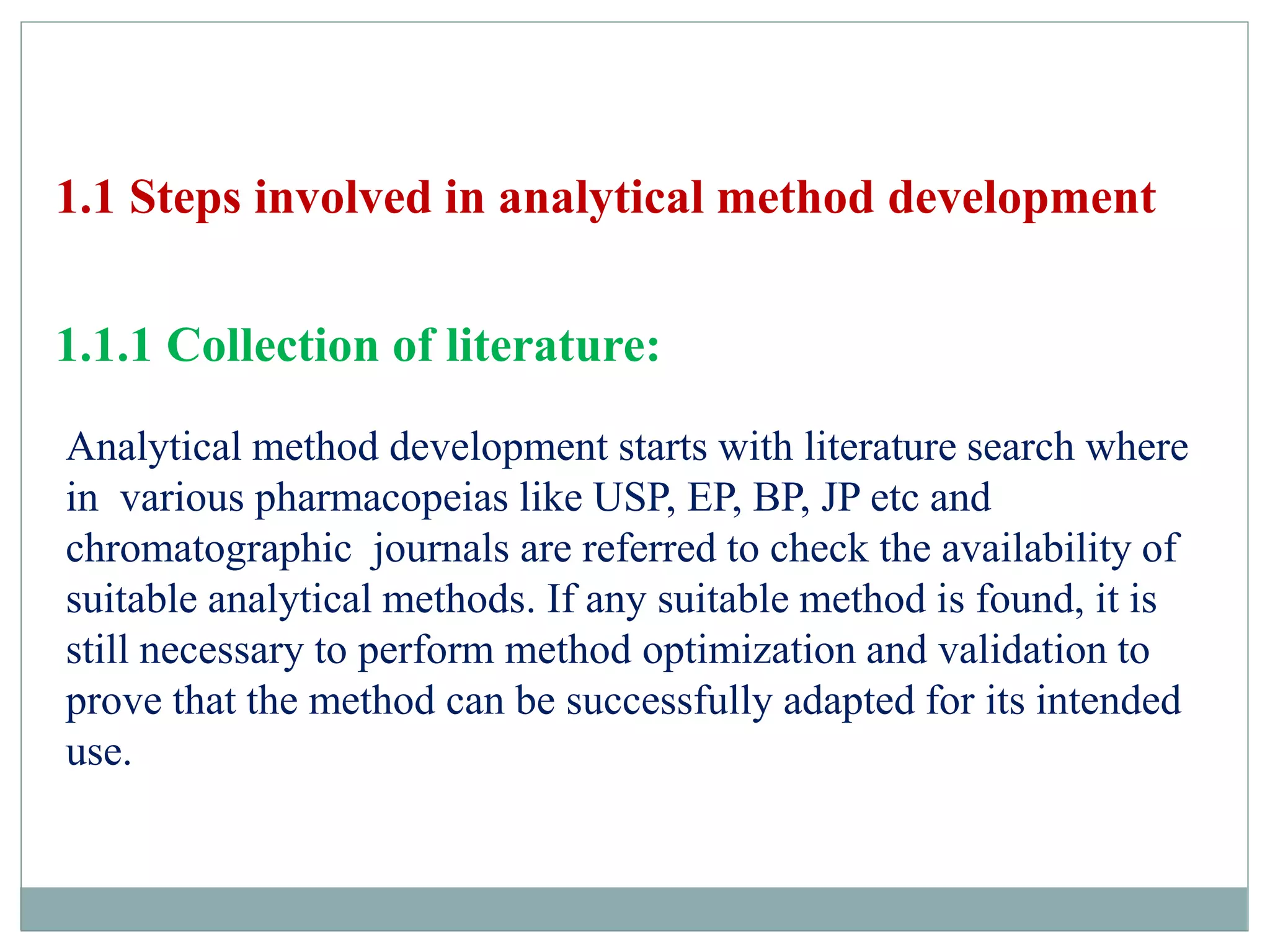 Analytical method developement | PPTX