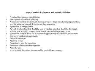 Analytical method development and validation | PPTX
