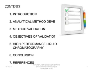 Analytical method development and validation for simultaneous ...