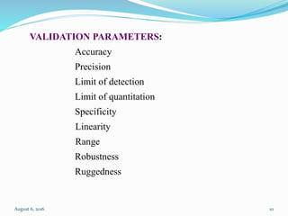 Analytical method development,validation by uv spectroscopy | PPTX