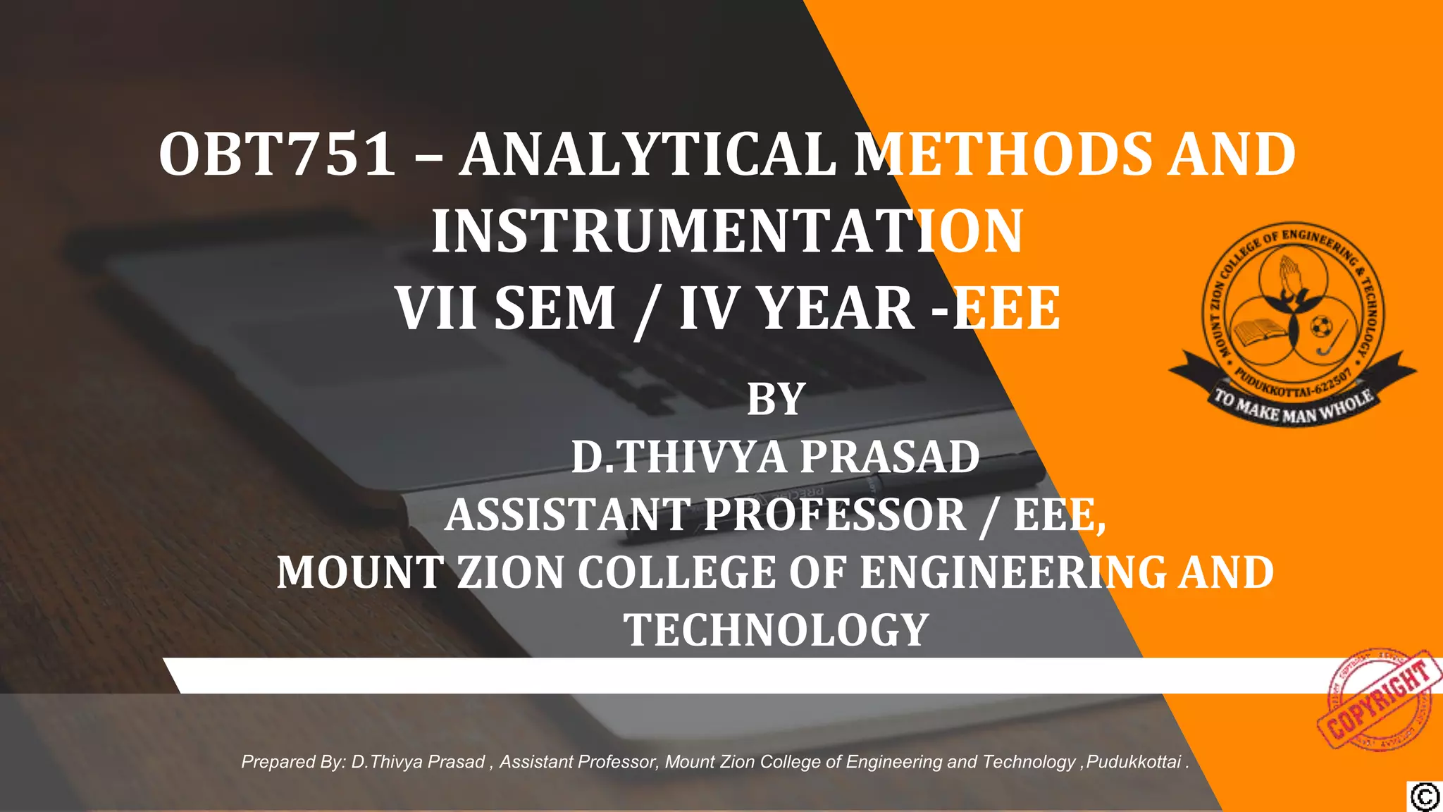 Analytical methods and instrumentation syllabus | PPT