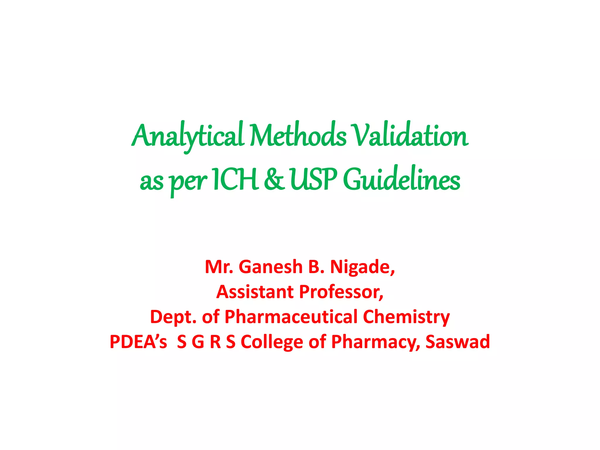 Analytical methods validation as per ich & usp | PPT