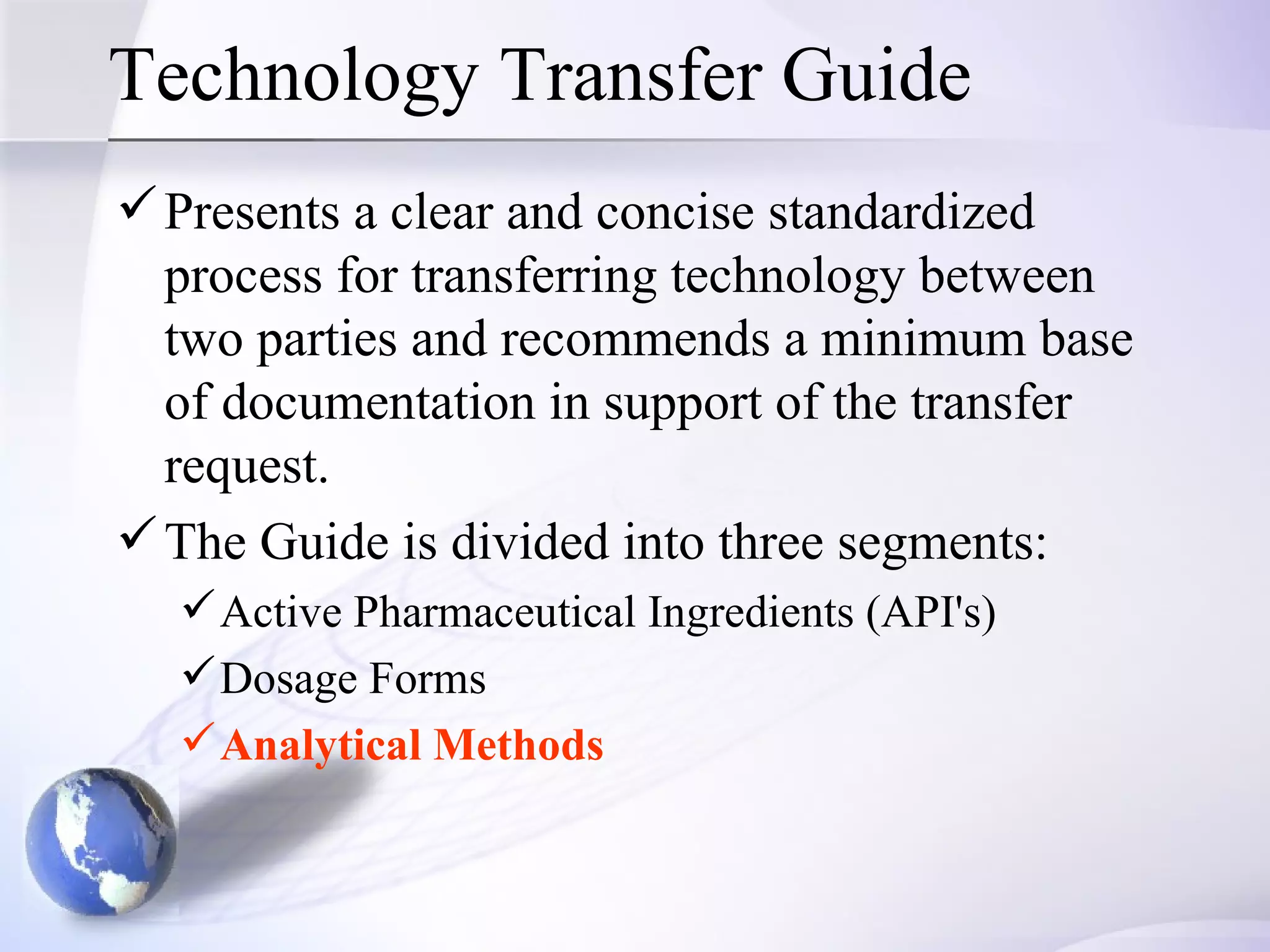 Analytical Method & Technology Transfer Ispe Guide | PPT