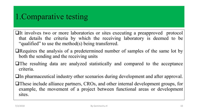 Analytical method transfer | PPTX | Pharmaceutical Industry | Industries