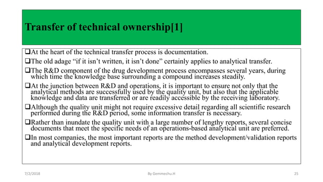 Analytical method transfer | PPTX | Pharmaceutical Industry | Industries