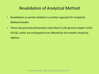 Analytical method transfer (module 01) | PPTX