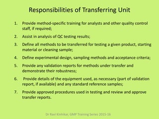 Analytical method transfer (module 01) | PPTX