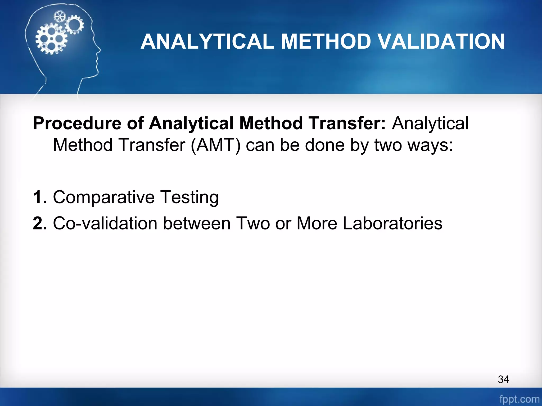 Analytical method- Content, Development, validation, Transfer & Life ...