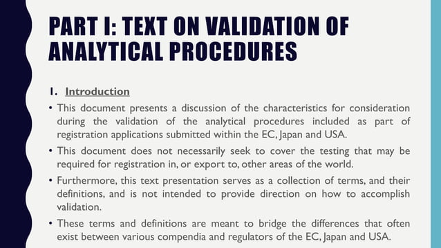 Analytical method validation, ICH Q2 guideline | PDF