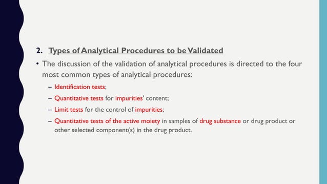Analytical method validation, ICH Q2 guideline | PDF
