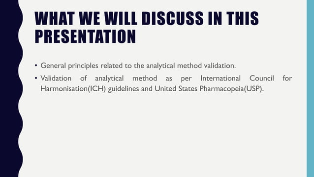 Analytical method validation, ICH Q2 guideline | PDF