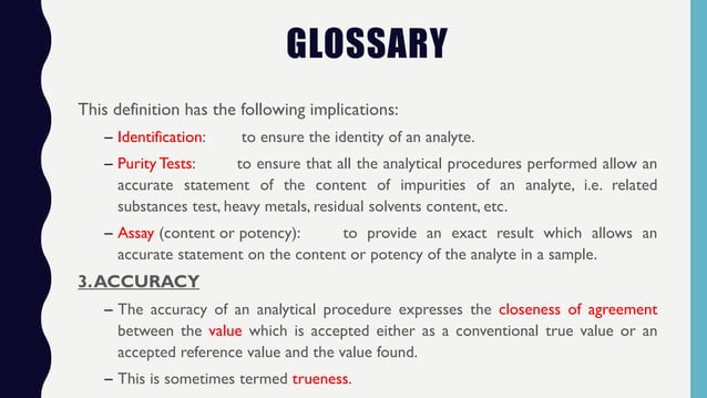 Analytical method validation, ICH Q2 guideline | PDF