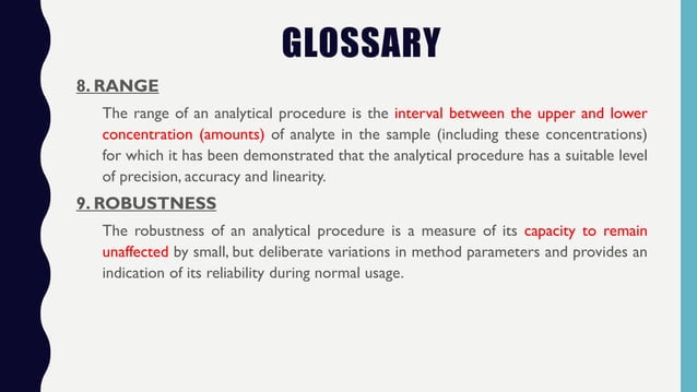 Analytical method validation, ICH Q2 guideline | PDF