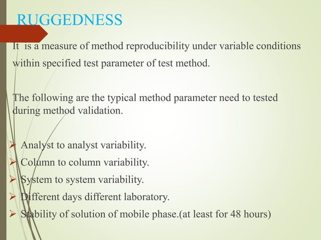 Analytical method validation | PPTX | Chemistry | Science