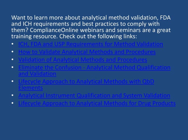 A Step-by-Step Guide for Method Validation | PPTX