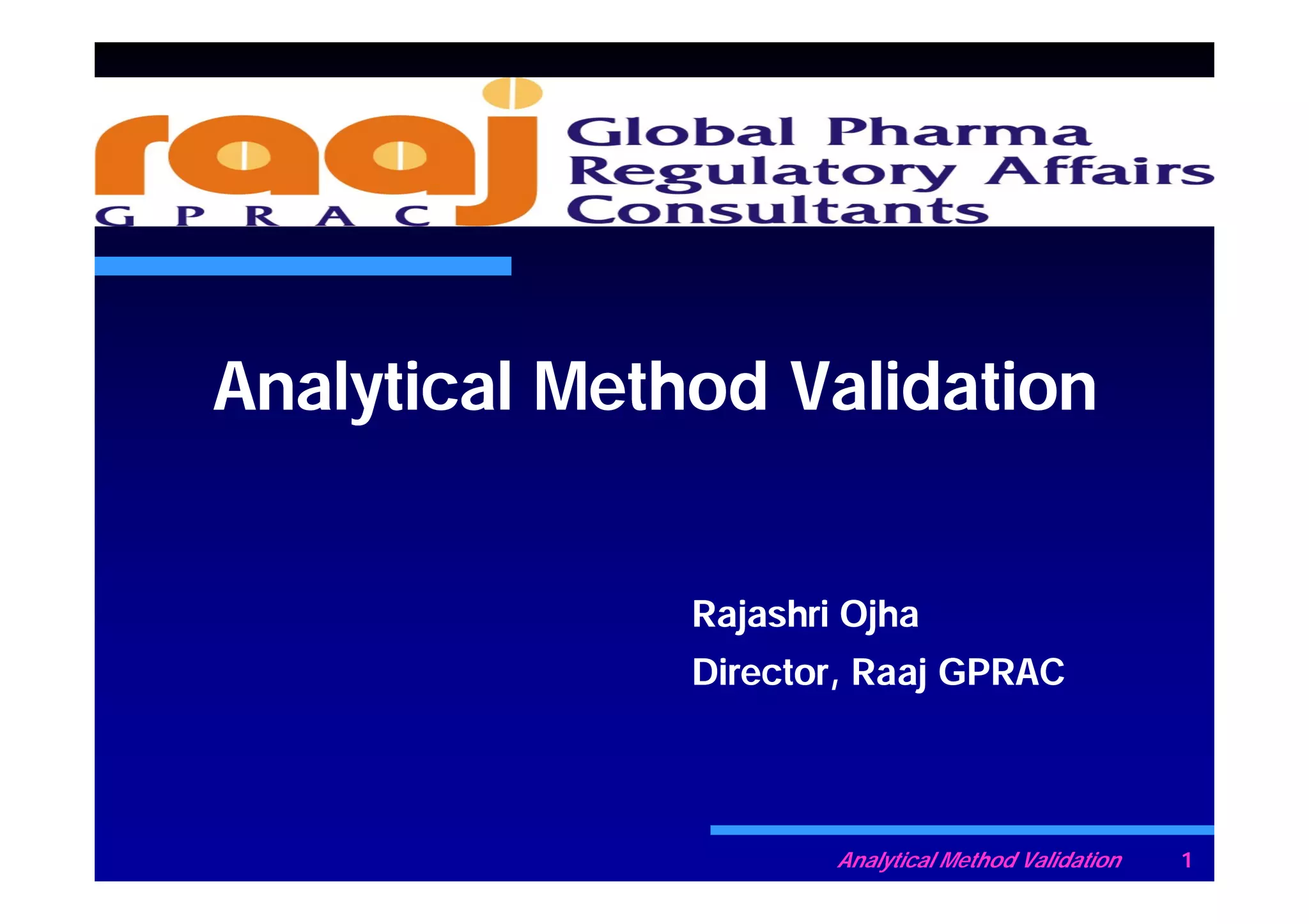 Analytical method validation raaj gprac [compatibility mode] | PDF