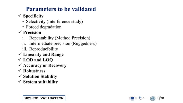 Analytical Method Validations & Detailed Method Validation Parameters | PPTX