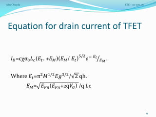 Analytical Modeling of Tunneling Field Effect Transistor (TFET) | PDF
