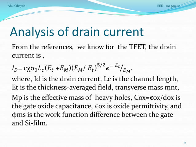 Analytical Modeling Of Tunneling Field Effect Transistor Tfet Pdf
