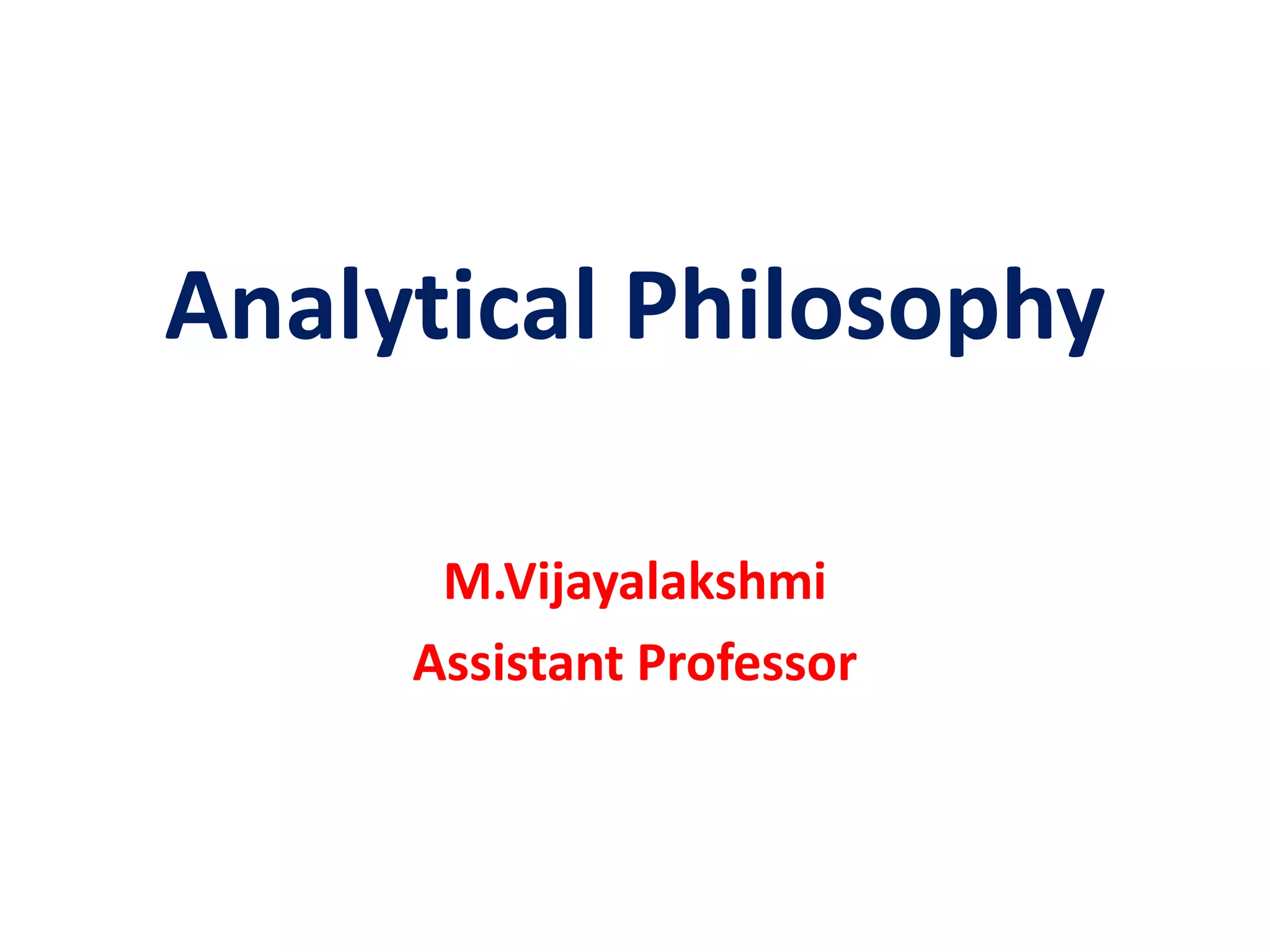 Analytical philosophy | PPTX