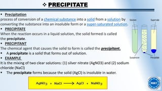organic precipitate and precipitate equilibria | PPTX