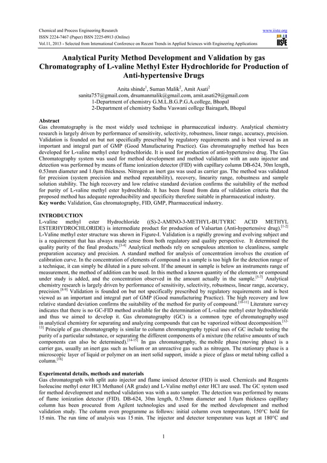Analytical purity method development and validation by gas ...
