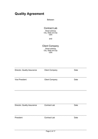 Analytical Quality Agreement Template | PDF