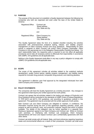 Analytical Quality Agreement Template | PDF