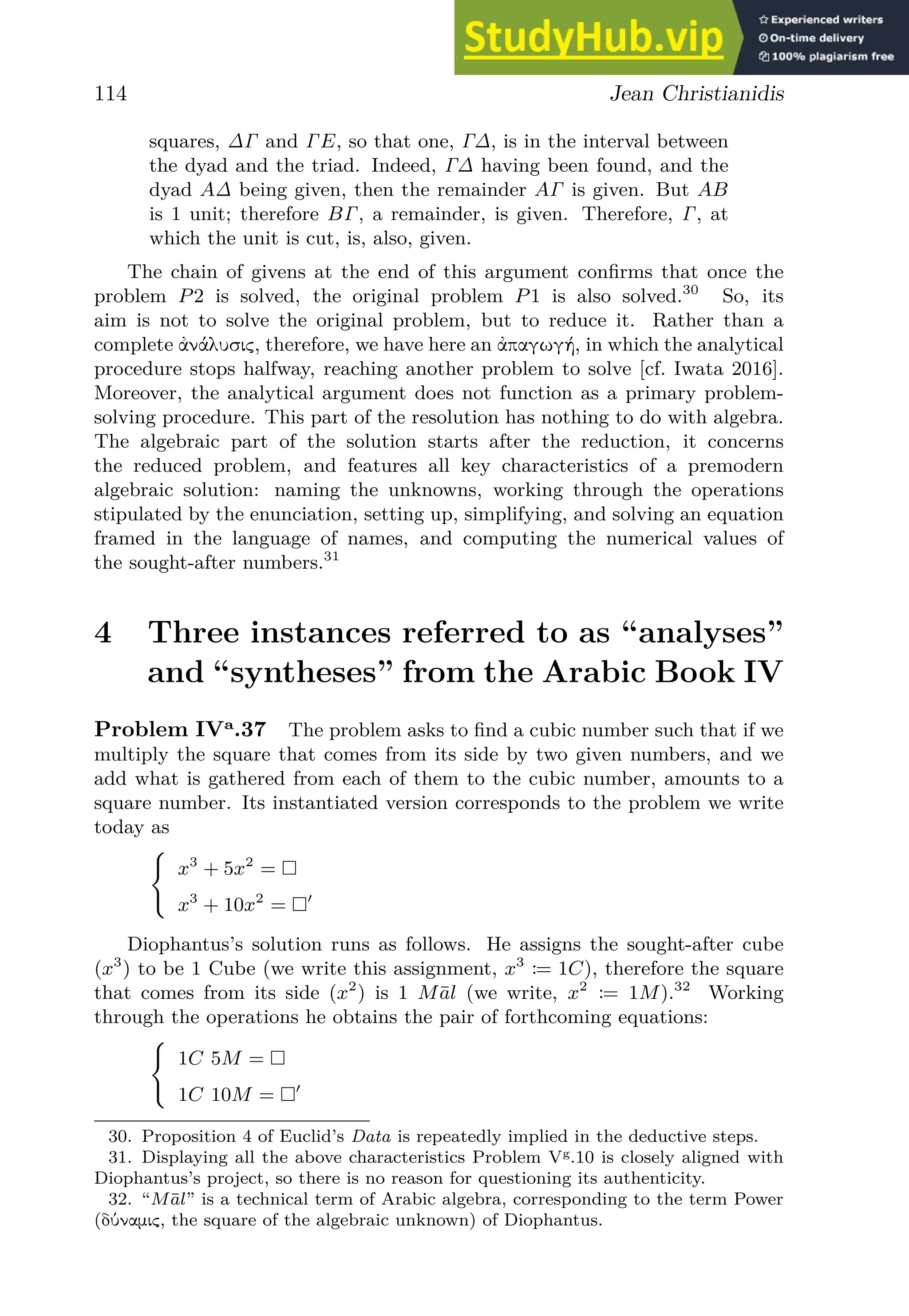 Analytical Reasoning and Problem-Solving in Diophantus s Arithmetica ...
