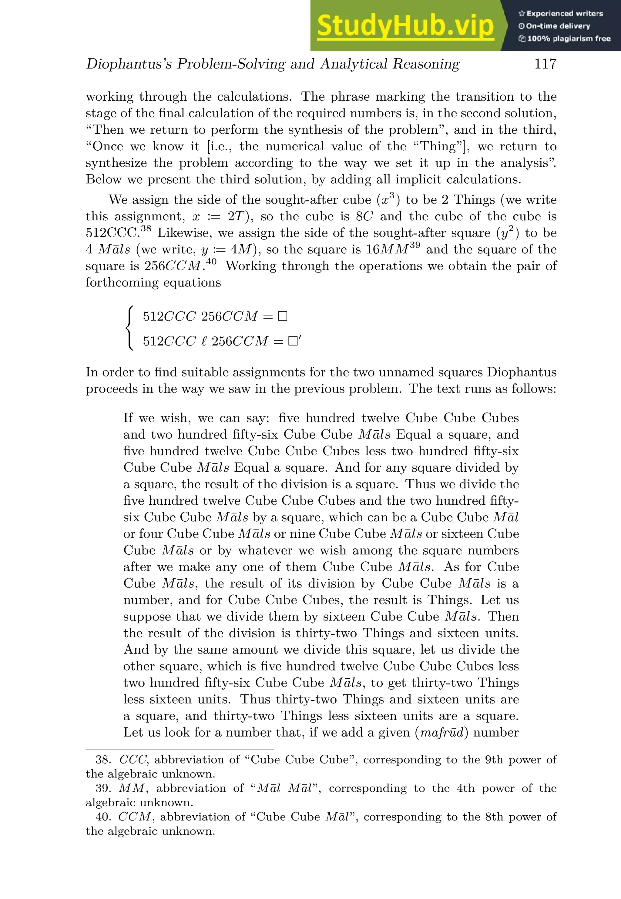 Analytical Reasoning and Problem-Solving in Diophantus s Arithmetica ...