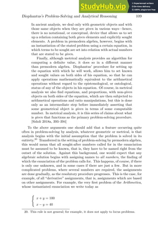 Analytical Reasoning and Problem-Solving in Diophantus s Arithmetica ...