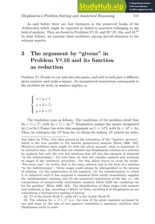 Analytical Reasoning and Problem-Solving in Diophantus s Arithmetica ...