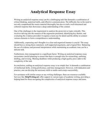 Analytical Response Essay | PDF