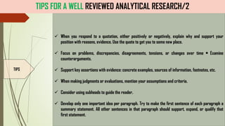 ANALYTICAL REVIEW AND PROCEDURE: RESEARCH AND ACCEPTABLE PAPER FOR ...