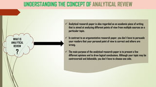ANALYTICAL REVIEW AND PROCEDURE: RESEARCH AND ACCEPTABLE PAPER FOR ...