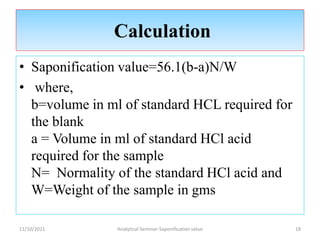 SAPONIFICATION VALUE | PPTX
