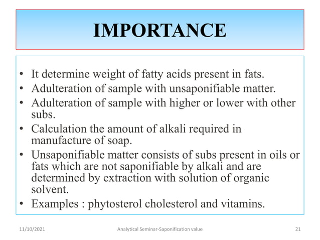 SAPONIFICATION VALUE | PPTX