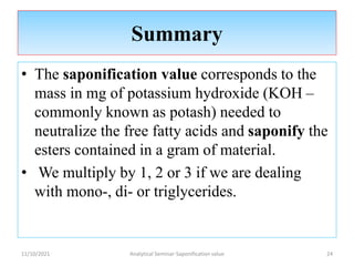 SAPONIFICATION VALUE | PPTX