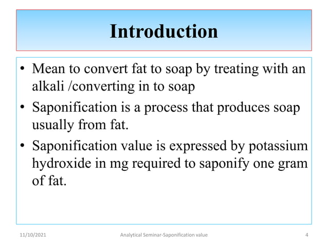 SAPONIFICATION VALUE | PPTX